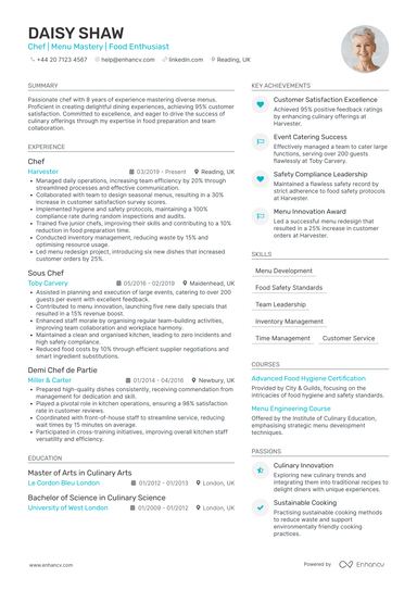 Chef CV Examples & Guide for 2026