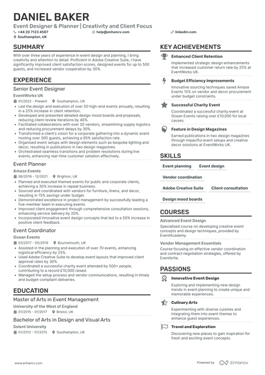 Event Planner CV Examples & Guide for 2026