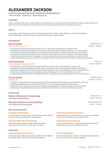 Auditor CV Examples & Guide for 2026