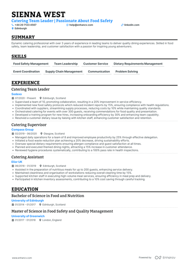 Catering CV Examples & Guide for 2025
