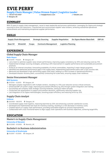 Supply Chain Manager CV Examples & Guide for 2026