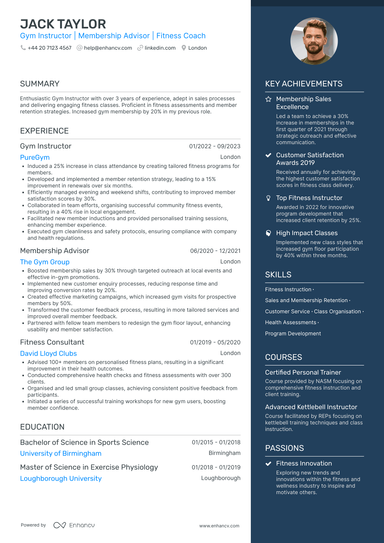 Gym CV Examples & Guide for 2026