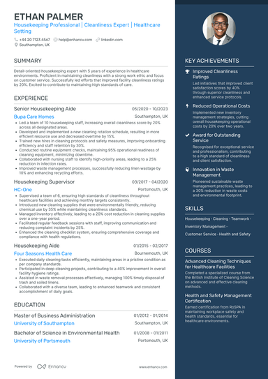 Housekeeper CV Examples & Guide for 2026
