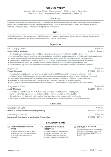 Mechanic CV Examples & Guide for 2025