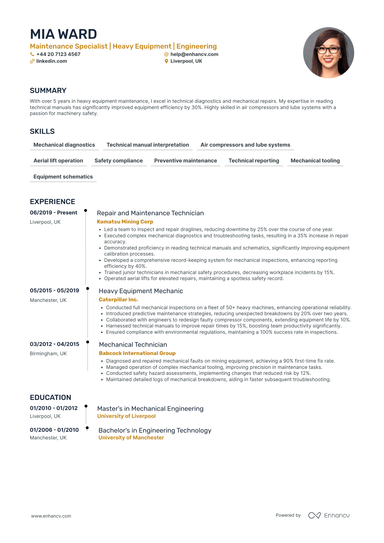 Mechanic CV Examples & Guide for 2025
