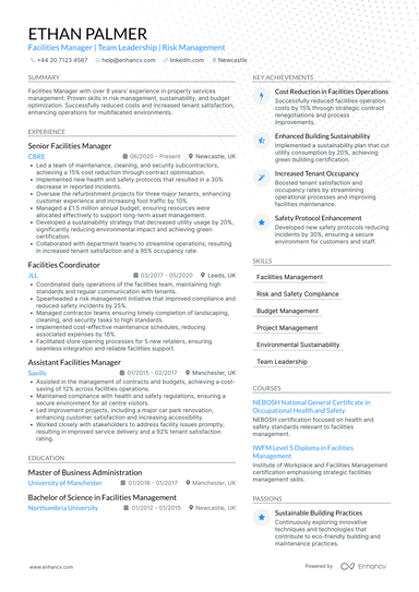 Facilities Manager CV Examples & Guide for 2026