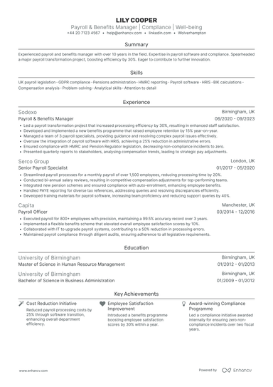 Payroll Manager CV Examples & Guide for 2026