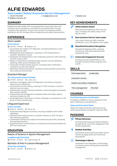 Lifeguard CV Examples & Guide for 2026