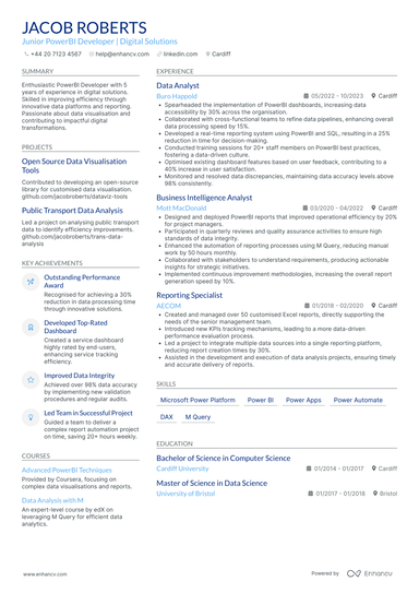 Power Bi CV Examples & Guide for 2026