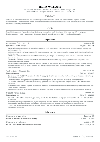 Financial Controller CV Examples & Guide for 2026