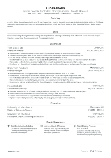 Financial Controller CV Examples & Guide for 2026
