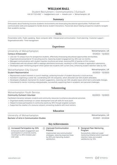 Student Ambassador CV Examples & Guide for 2026