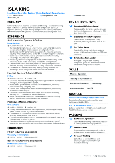 Machine Operator CV Examples & Guide for 2026
