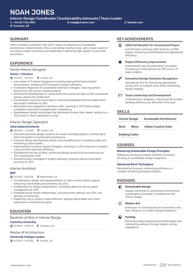 Interior Designer CV Examples & Guide for 2026