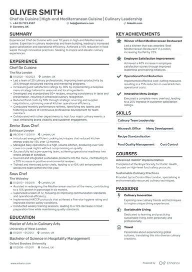 Chef CV Examples & Guide for 2026
