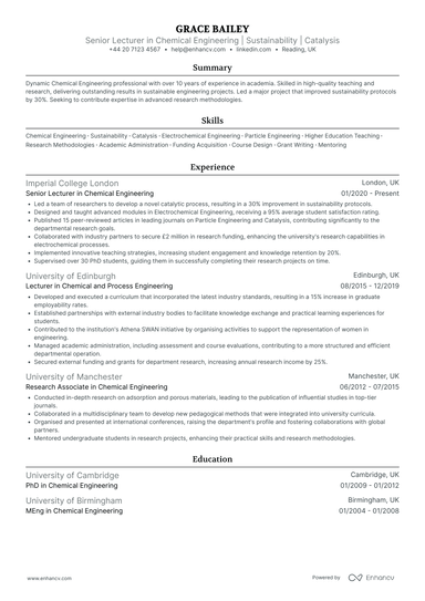 Lecturer CV Examples & Guide for 2026