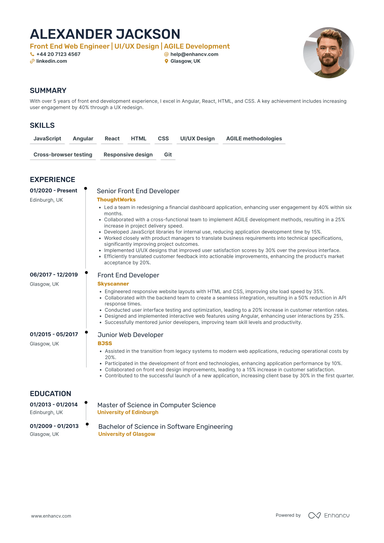 Front End Developer CV Examples & Guide for 2025