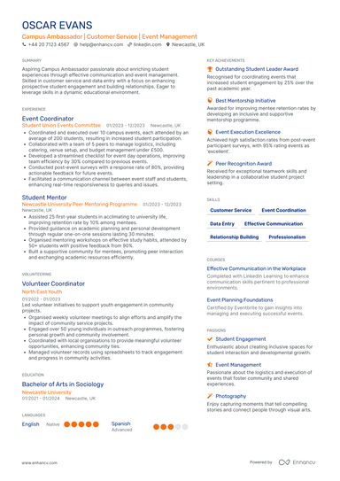 Student Ambassador CV Examples & Guide for 2026