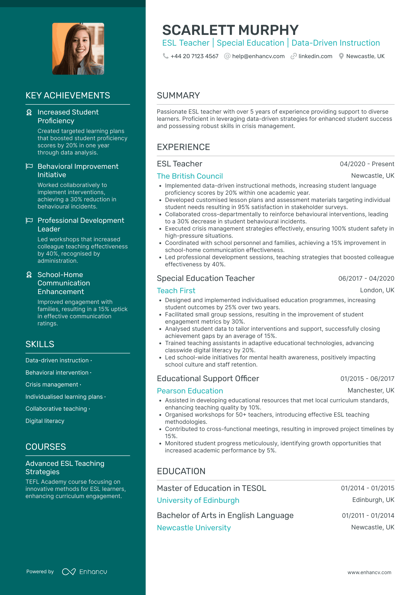 ESL Teacher CV Examples & Guide for 2026