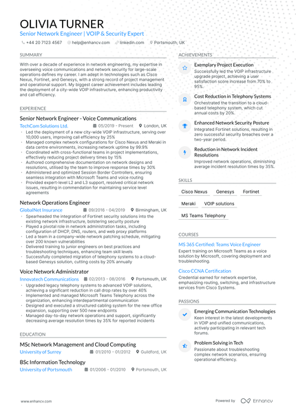 Network Engineer CV Examples & Guide for 2025