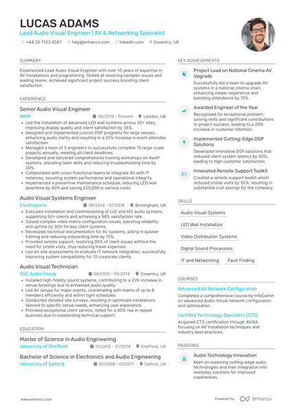 Audio Engineer CV Examples & Guide for 2026