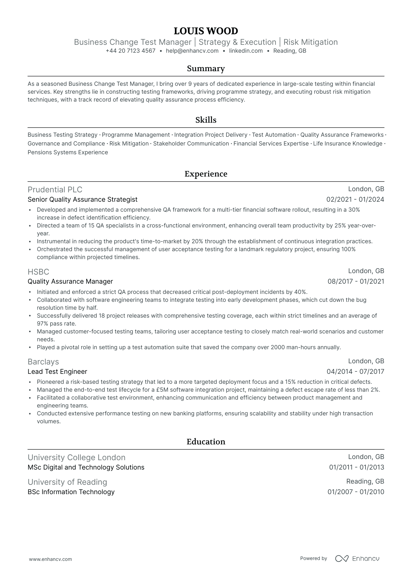Test Manager CV Examples & Guide for 2025