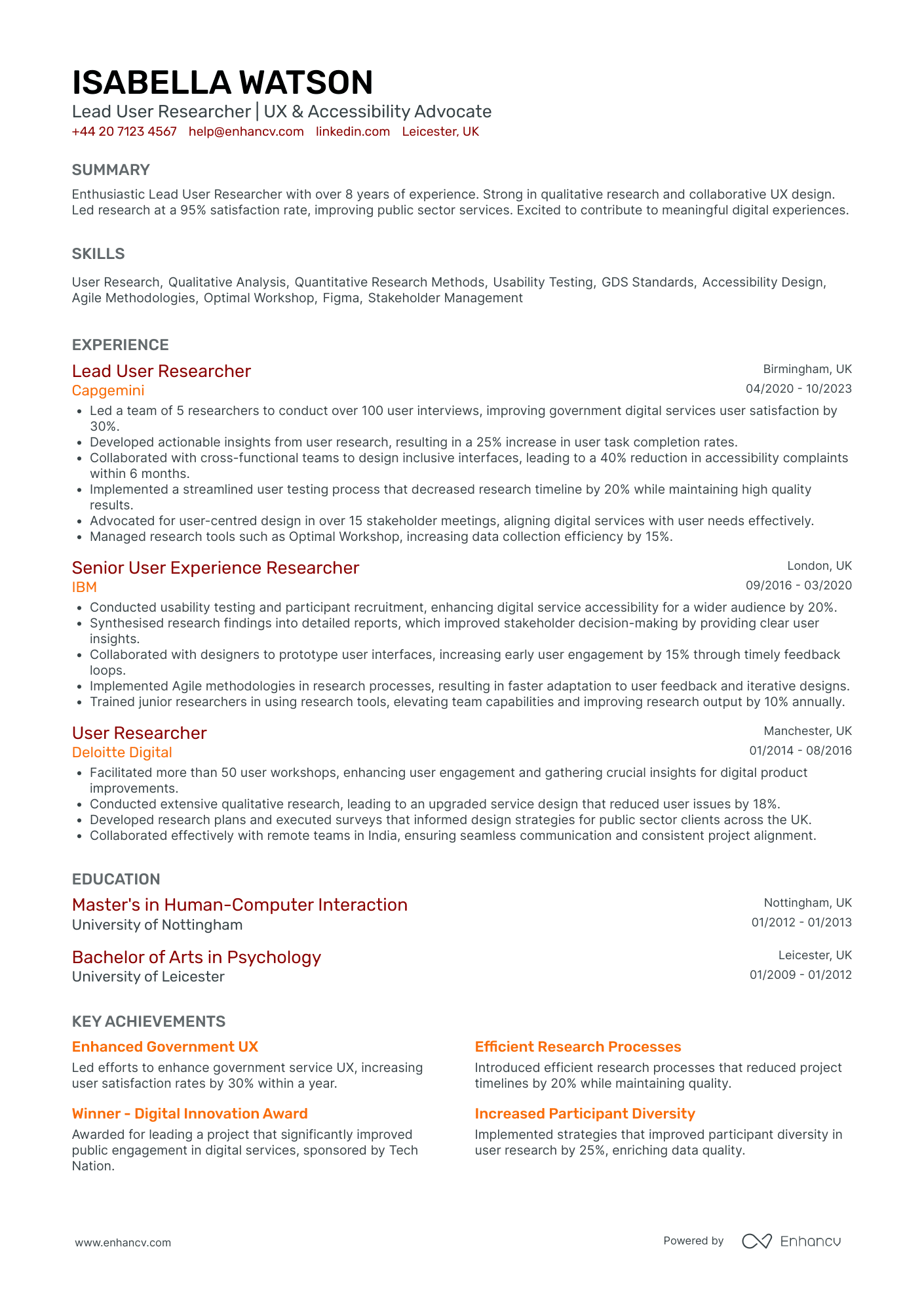 UX Researcher CV Examples & Guide for 2025