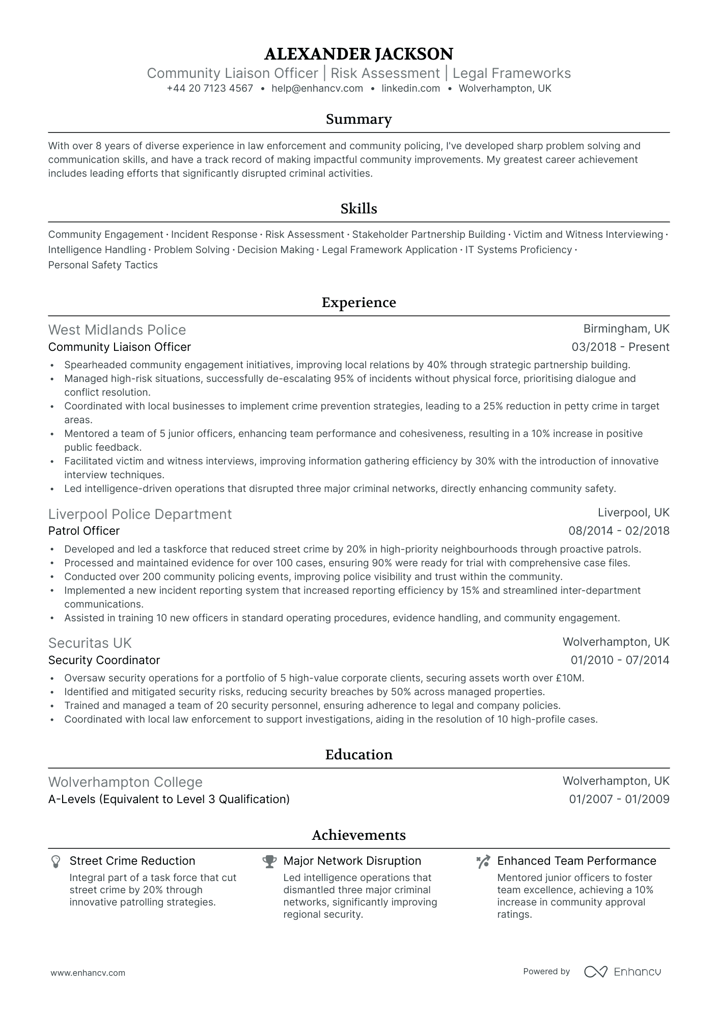 Police Officer CV Examples & Guide for 2025