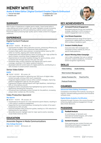 Video Editor CV Examples & Guide for 2026