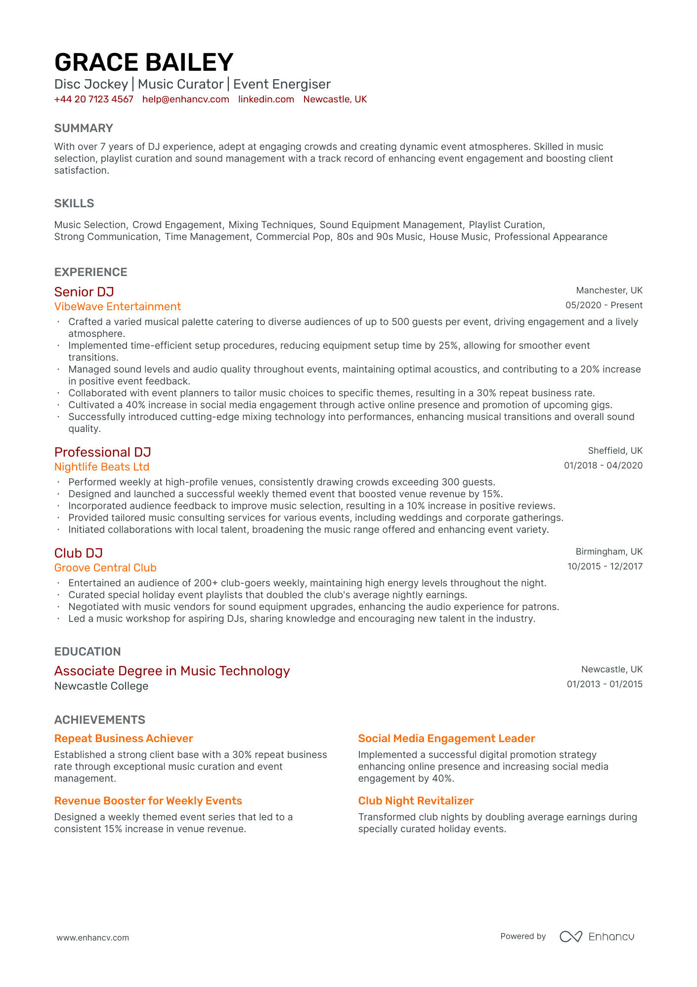 DJ CV Examples & Guide for 2025