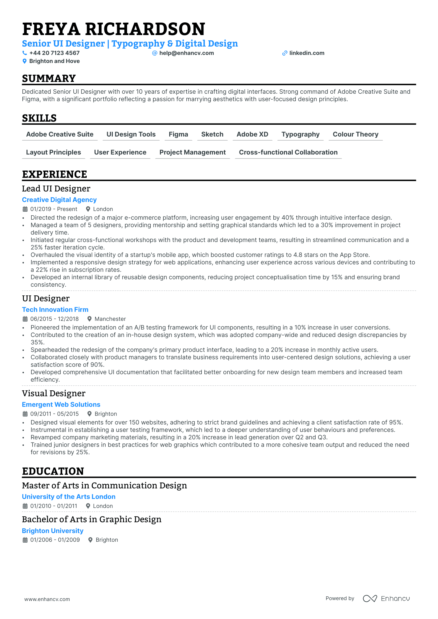 UI Designer CV Examples & Guide for 2025