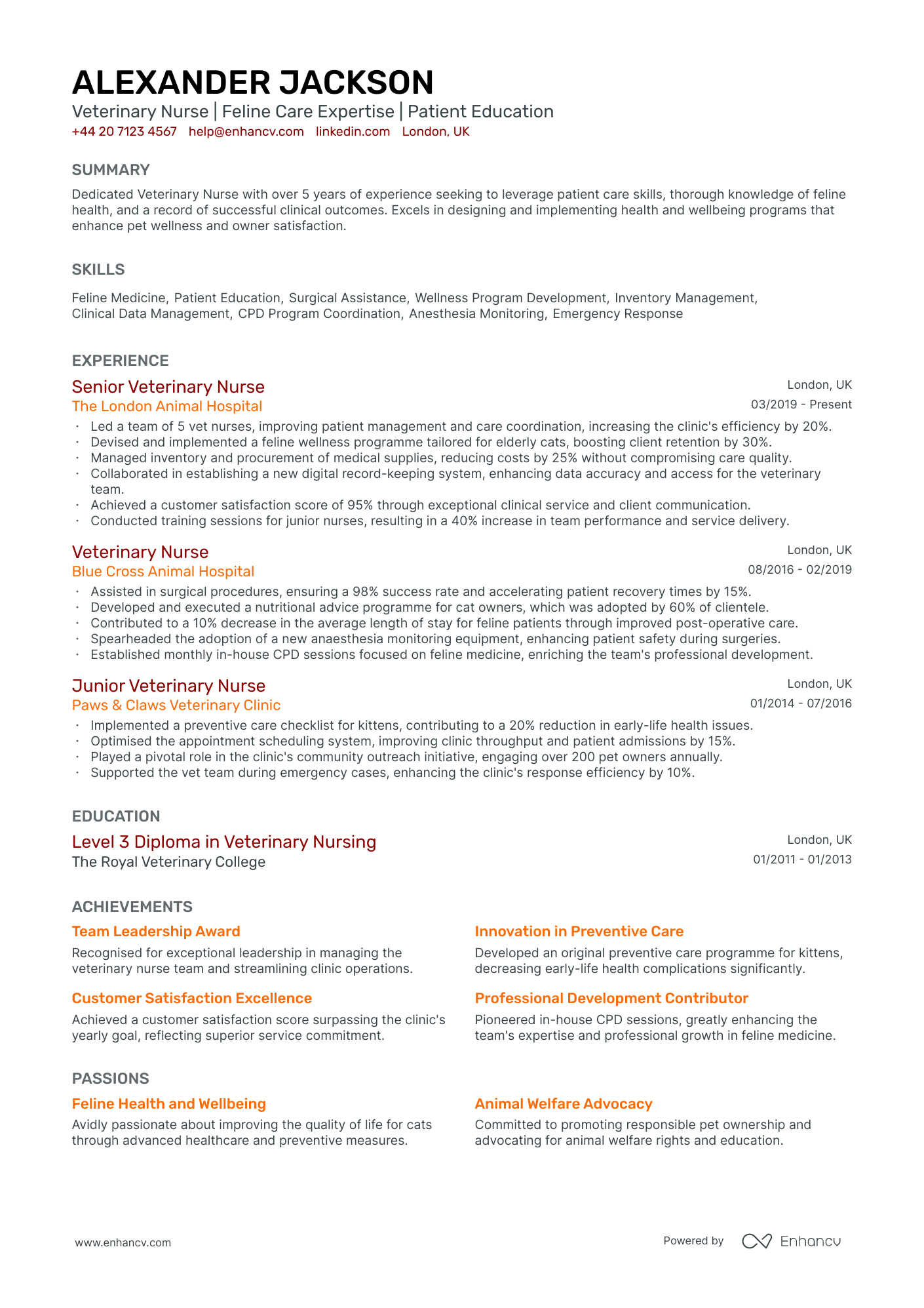 Veterinary Nurse CV Examples & Guide for 2025