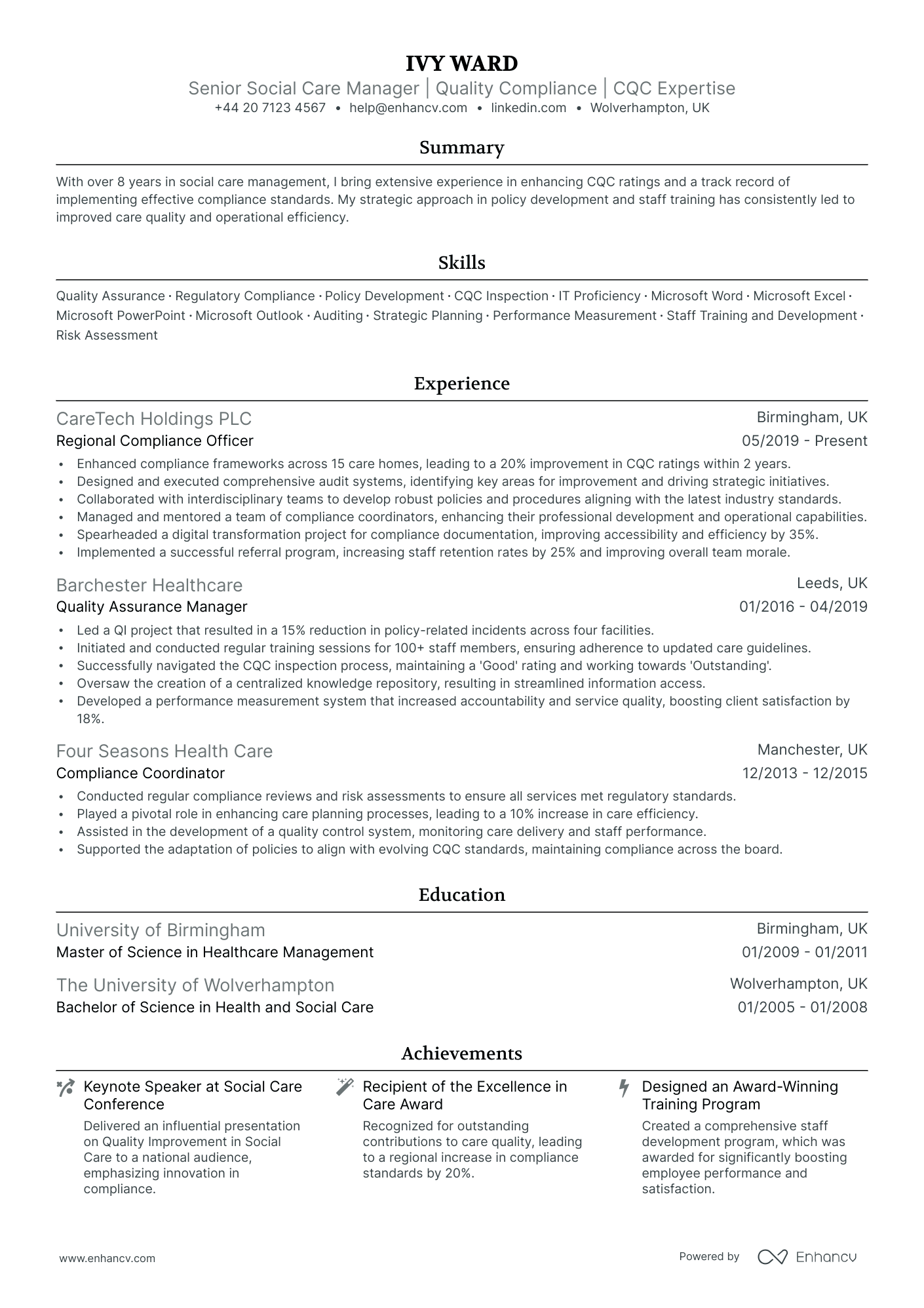 Compliance Manager CV Examples & Guide for 2025