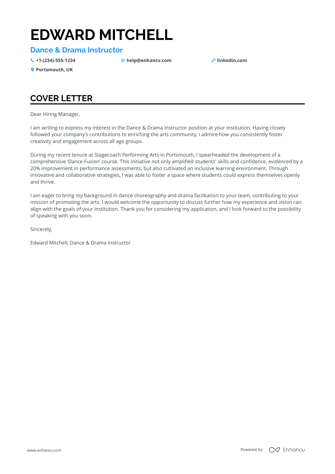 Dance Cover Letter Examples & Guide for 2026