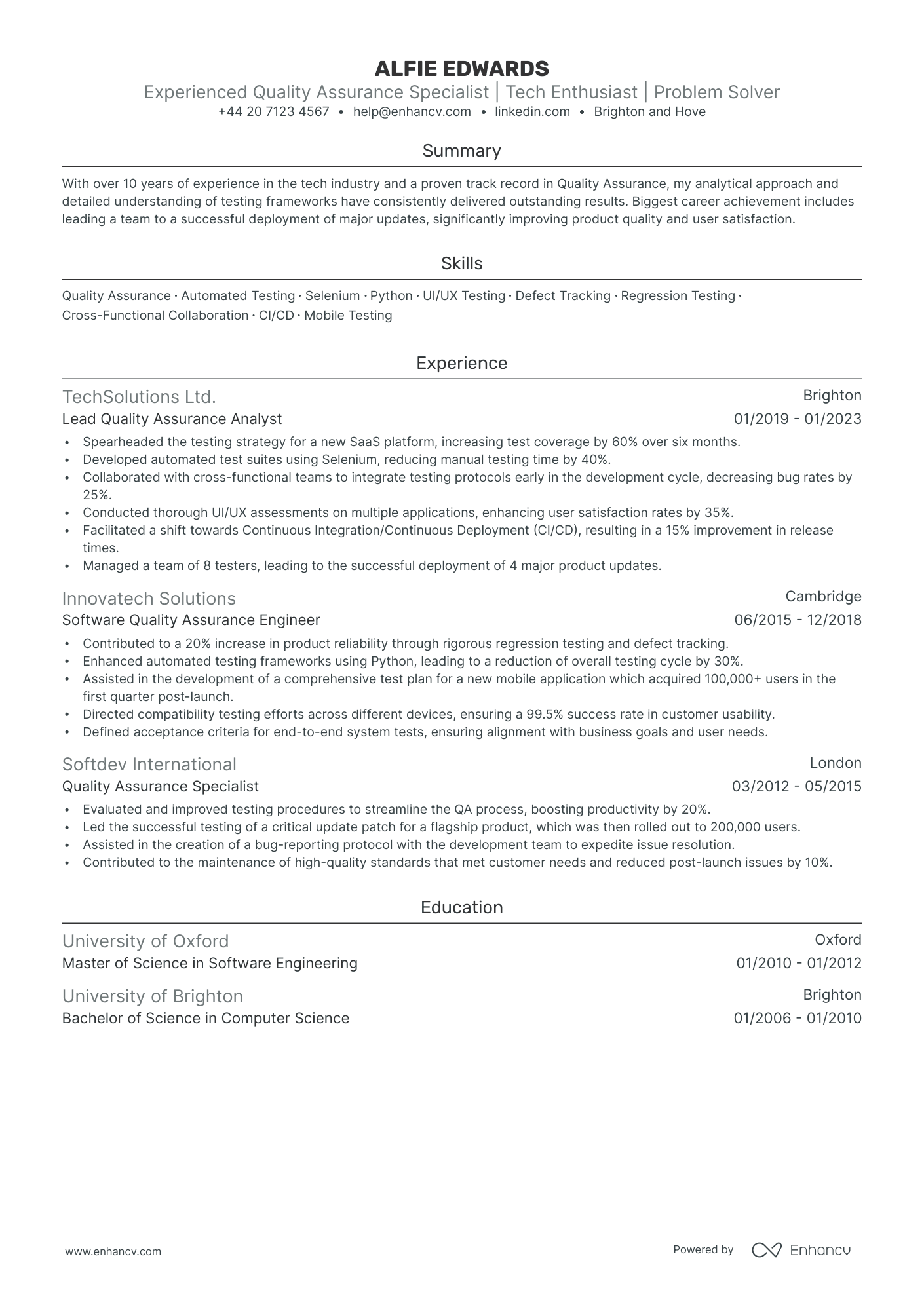 Software Tester CV Examples & Guide for 2025