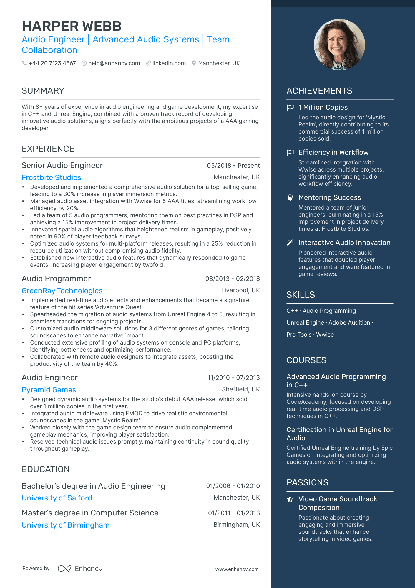 Audio Engineer CV Examples & Guide for 2025