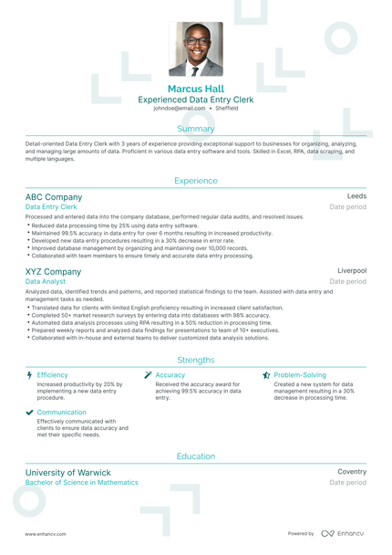 3 Data Entry CV Examples for 2025