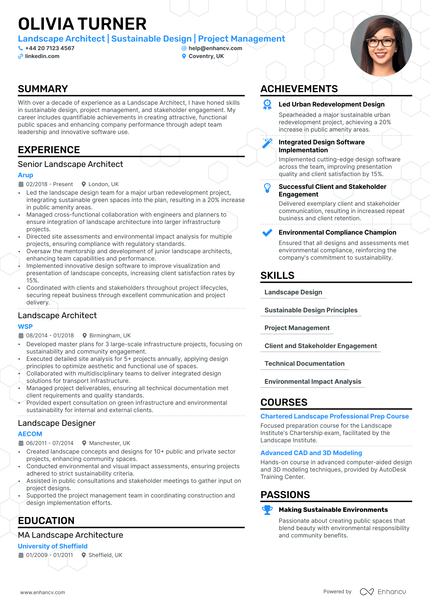 Landscape Architect CV Examples & Guide for 2024