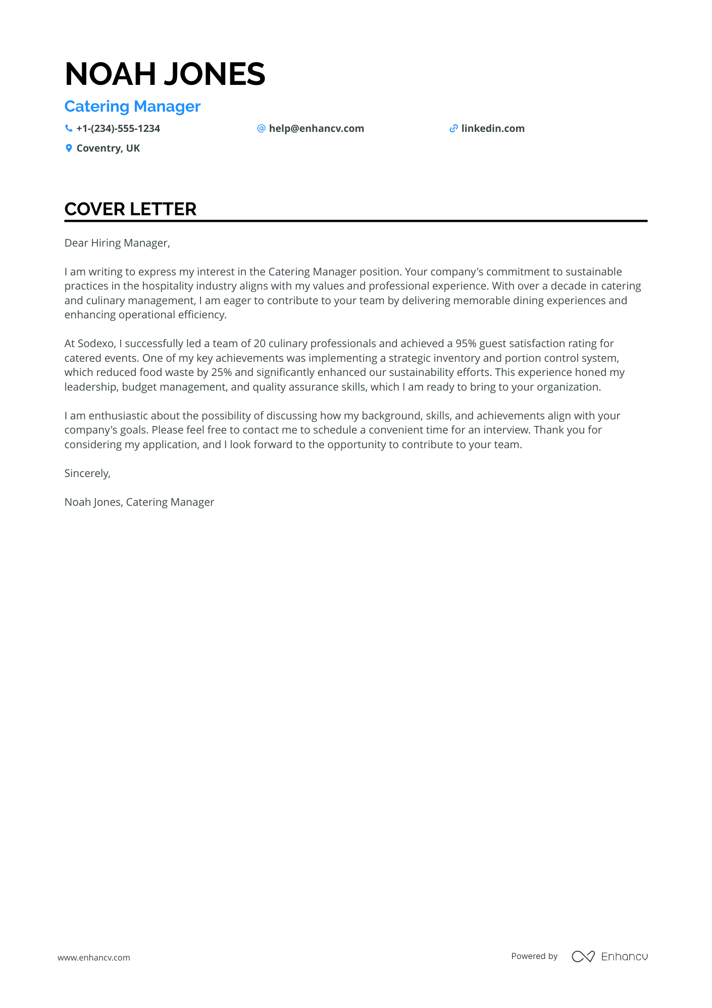 Catering Cover Letter Examples & Guide for 2026