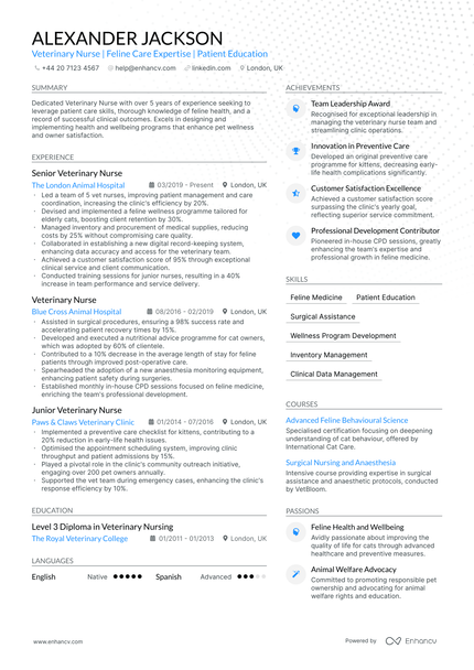 Veterinary Nurse CV Examples & Guide for 2025
