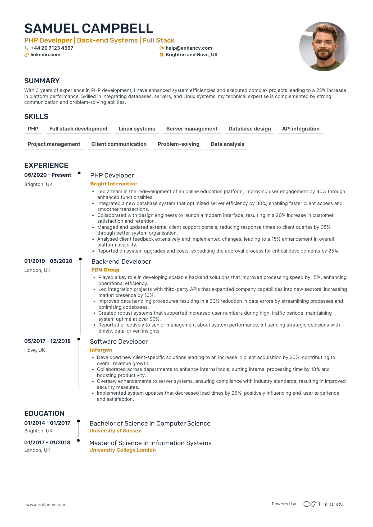 PhP Developer CV Examples & Guide for 2025