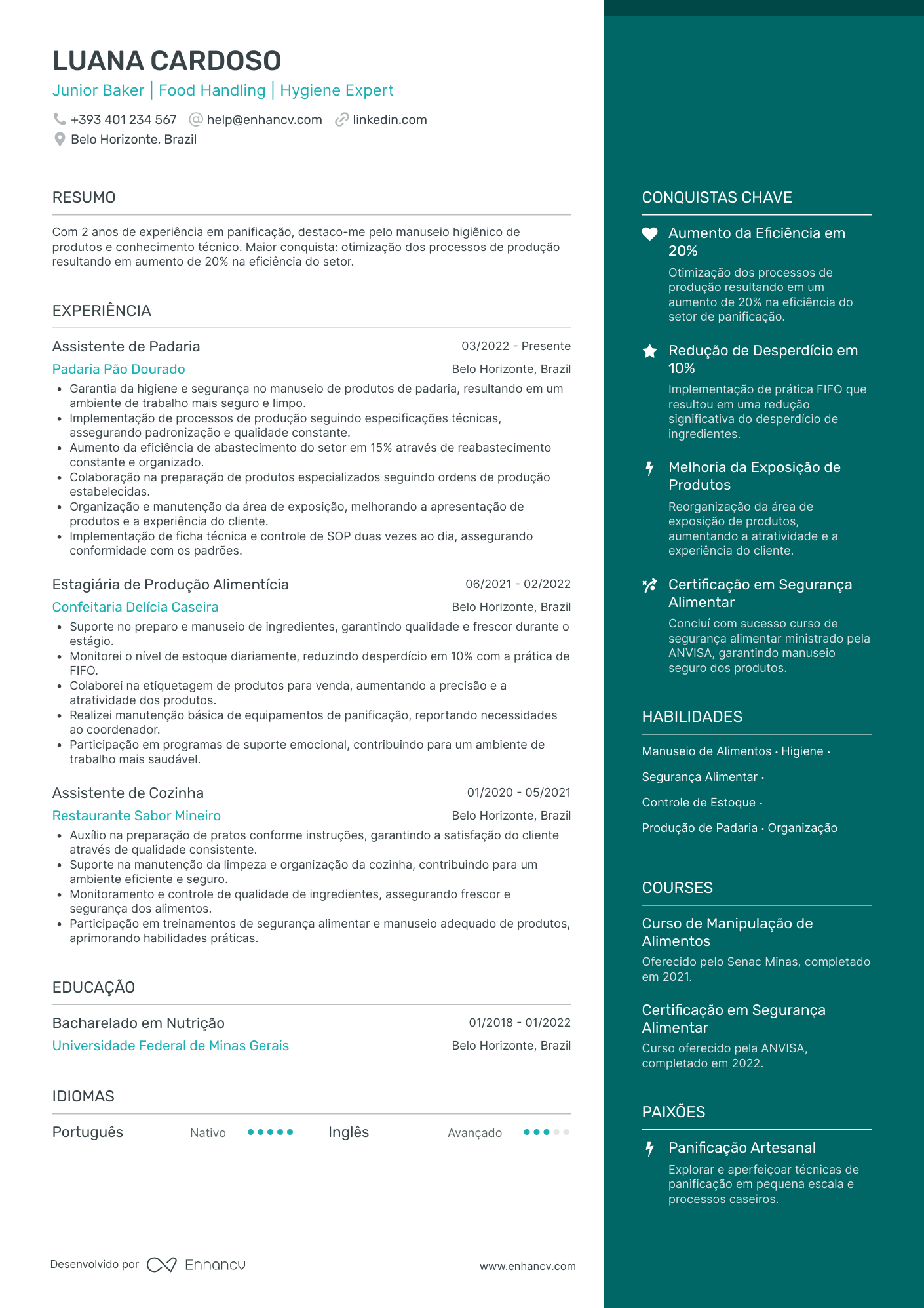 17 Exemplos de Currículo para Padeiro que Conseguiram Emprego em 2026