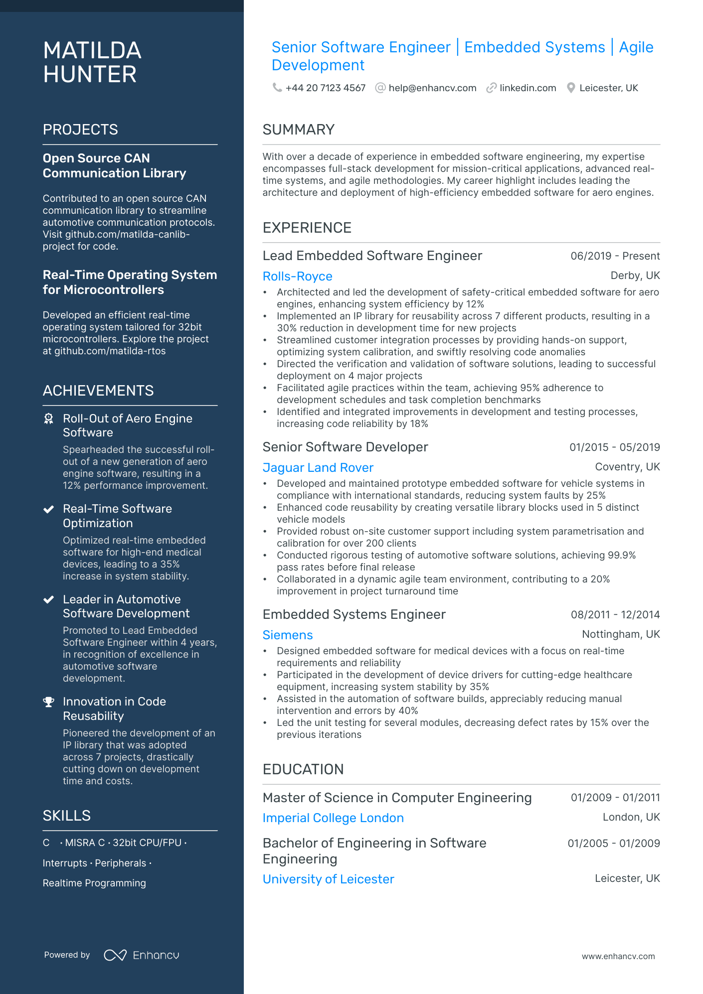 Embedded Software Engineer CV Examples & Guide for 2025