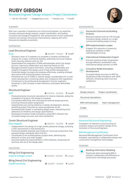 Structural Engineer CV Examples & Guide for 2025