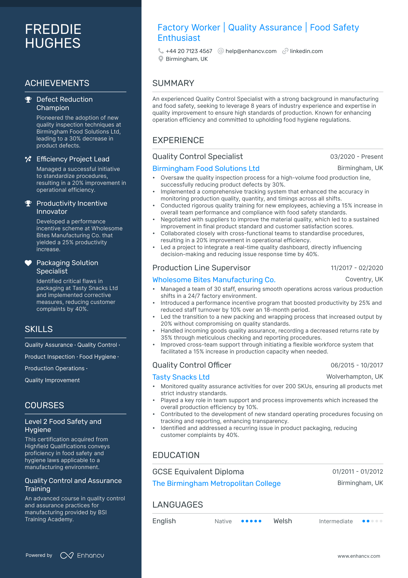 Factory Worker CV Examples & Guide for 2025