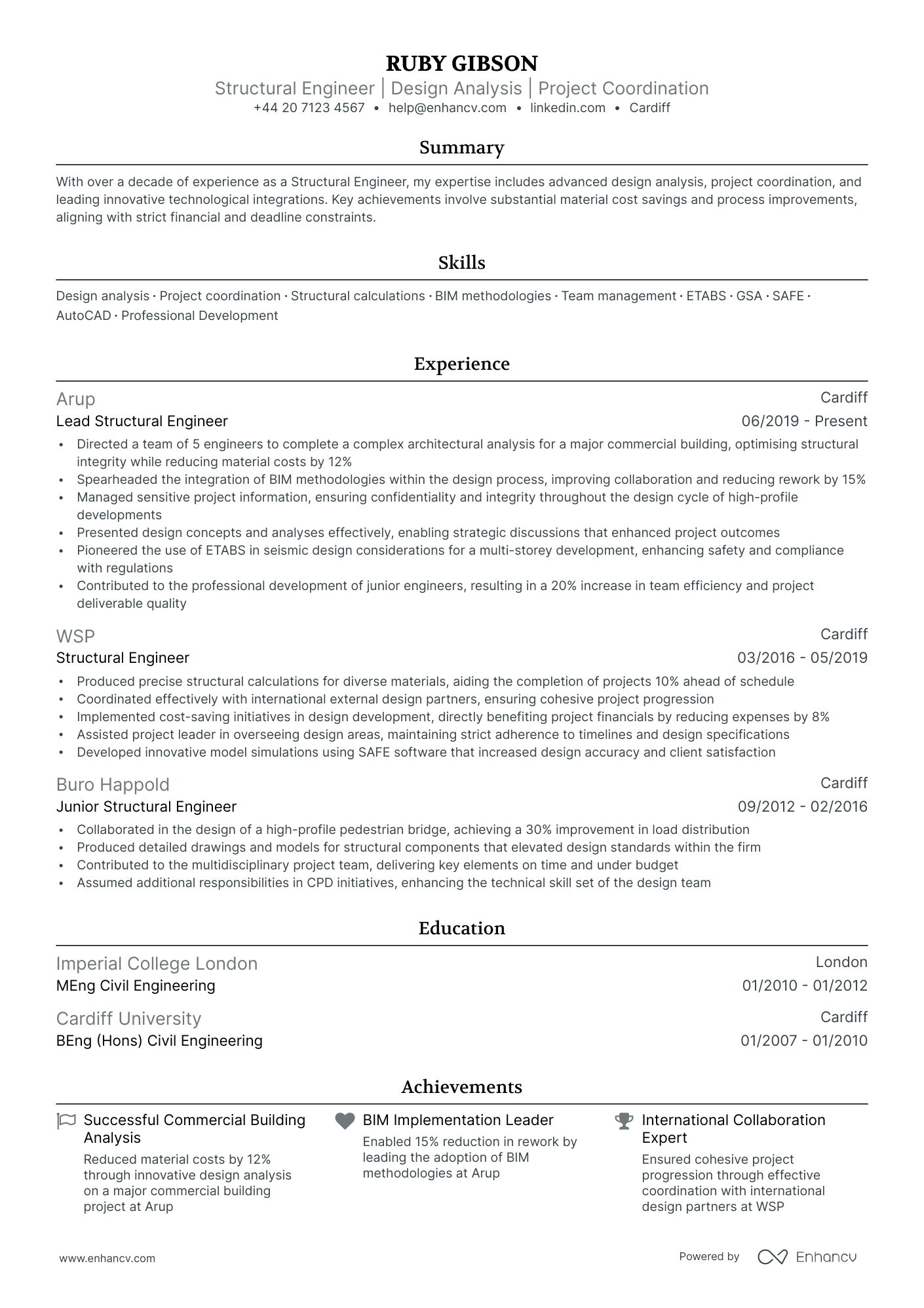 Structural Engineer CV Examples & Guide for 2025