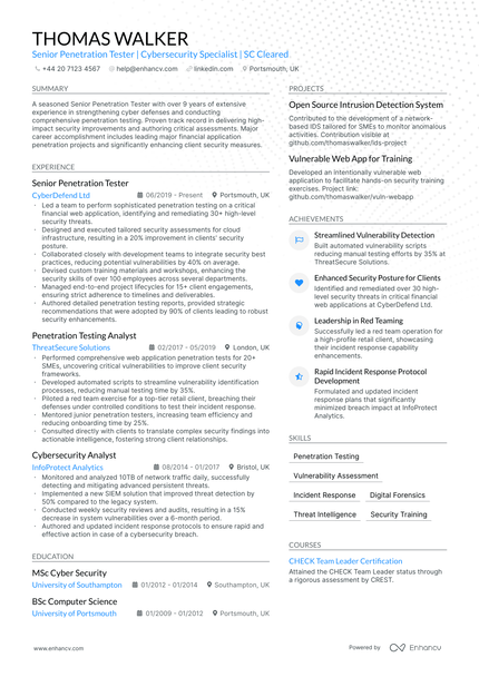 Penetration Tester CV Examples & Guide for 2025