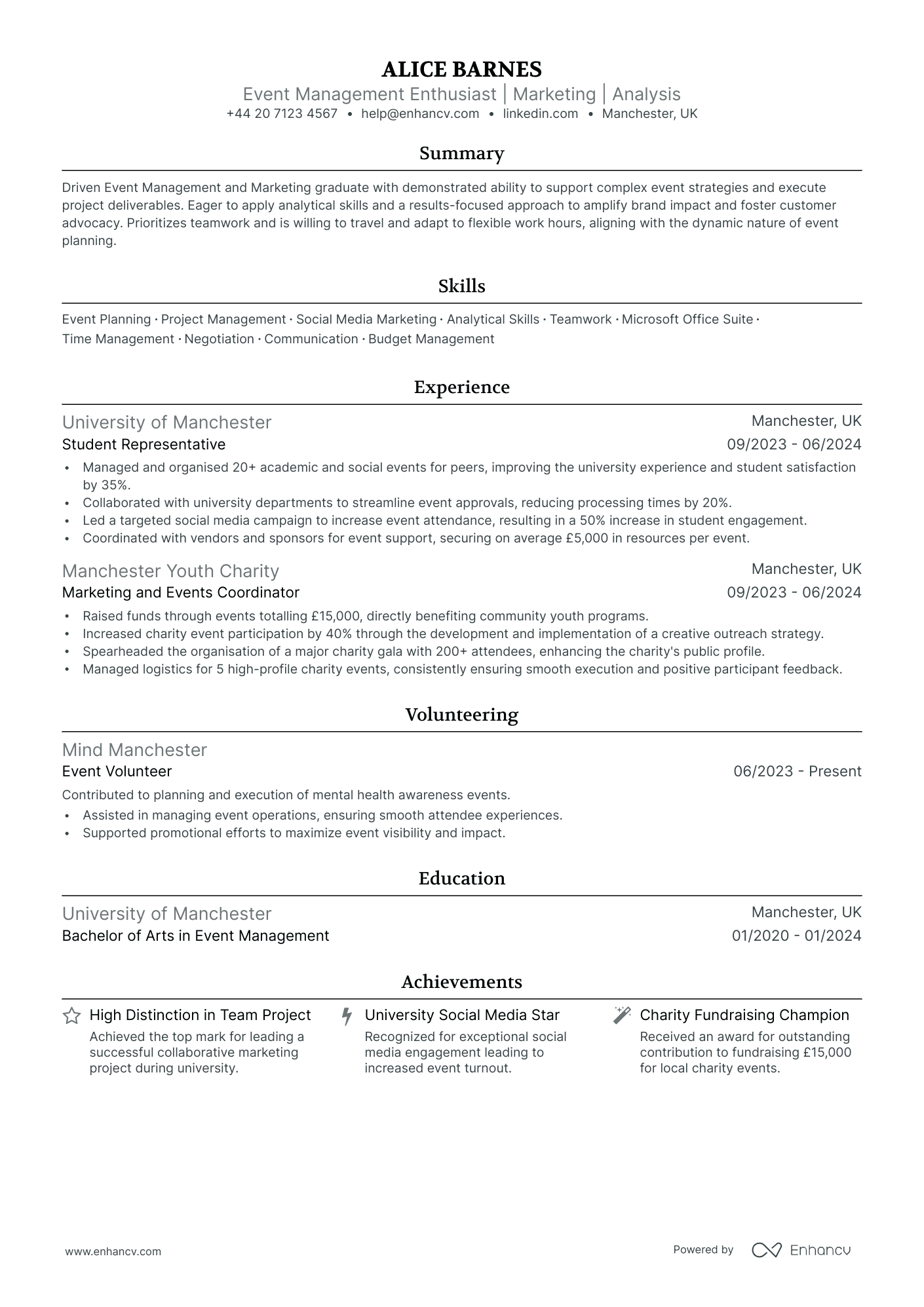 Marketing Intern CV Examples & Guide for 2025