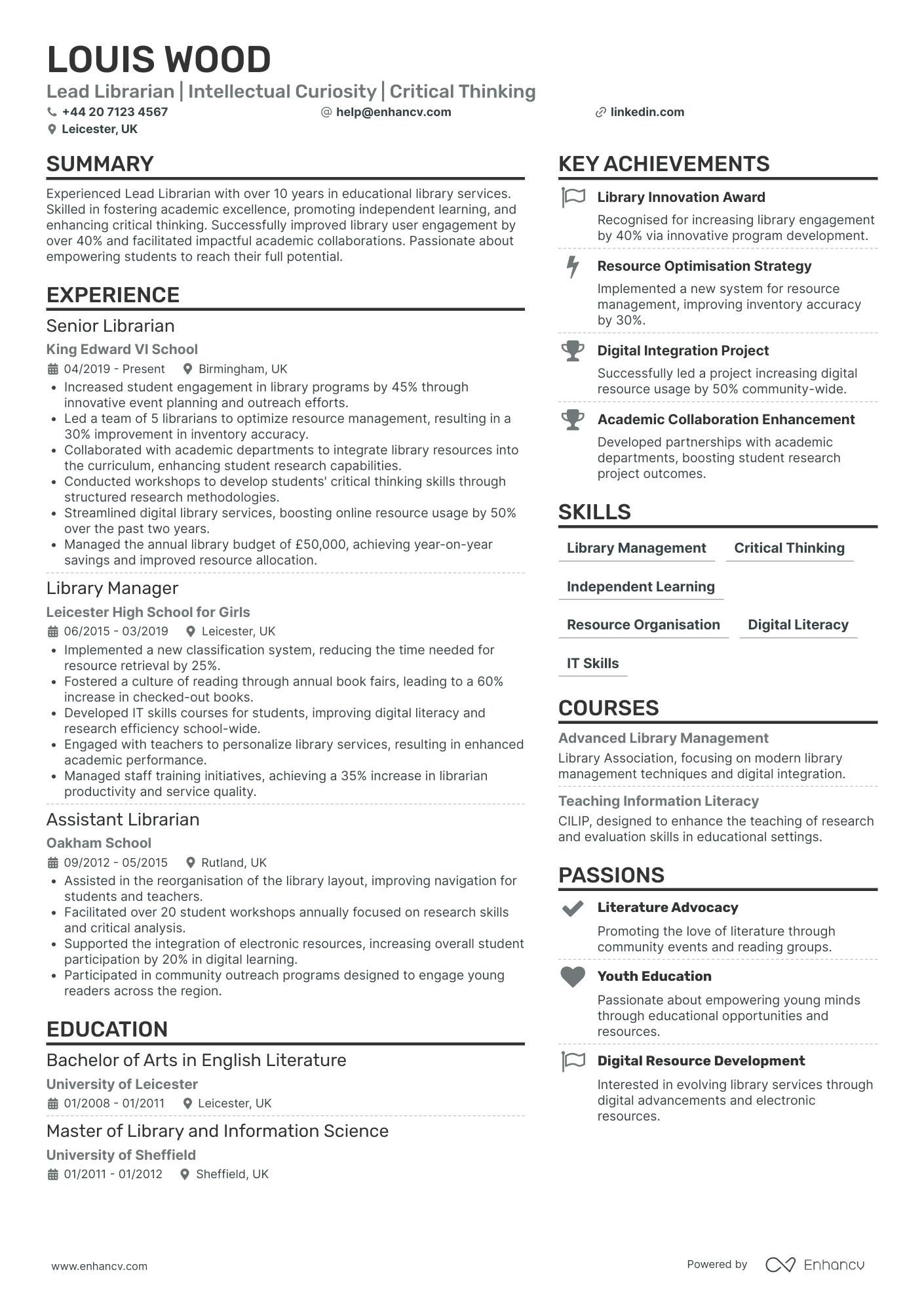 Librarian CV Examples & Guide for 2026