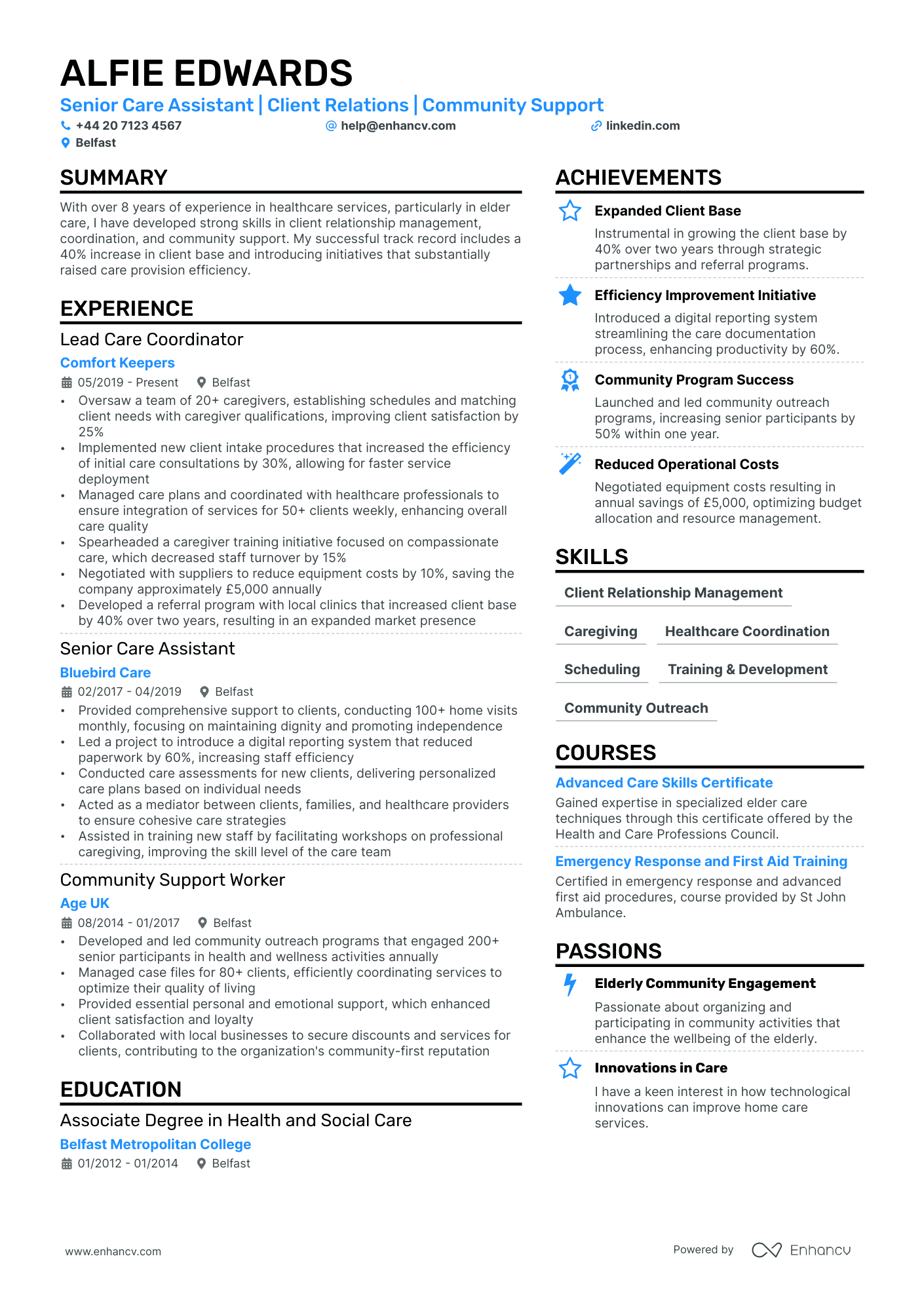 Care Assistant CV Examples & Guide for 2024